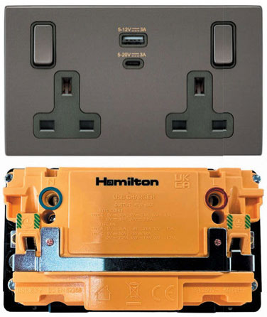 New Hamilton 45W USB-A&C double switched sockets - Electrical Wholesaler