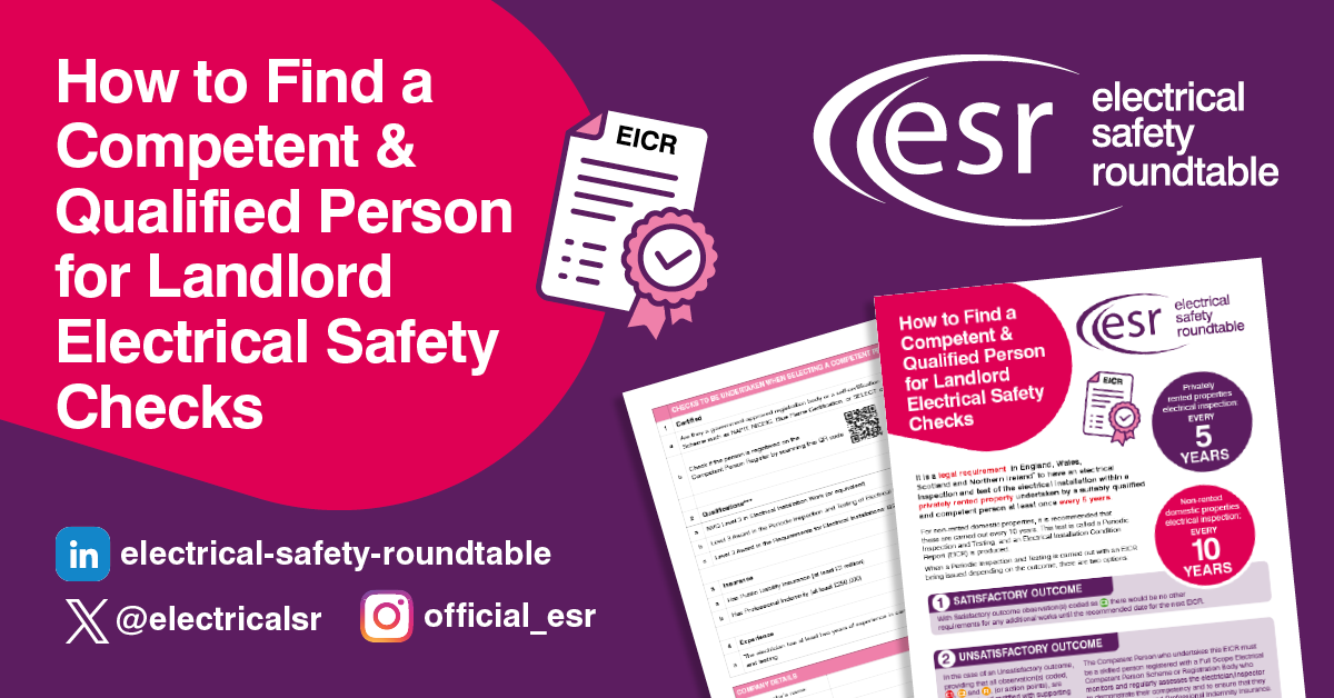 ESR shares guidance to support landlord electrical safety checks ...